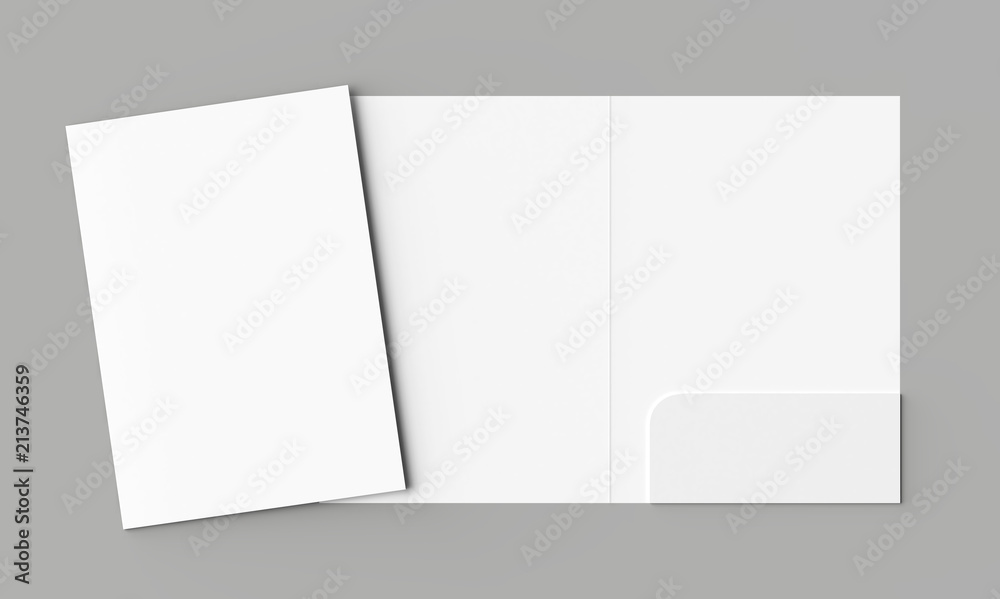 A4 size single pocket reinforced folder mock up isolated on gray ...