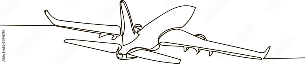 jet plane. Continuous line drawing vector Stock Vector | Adobe Stock
