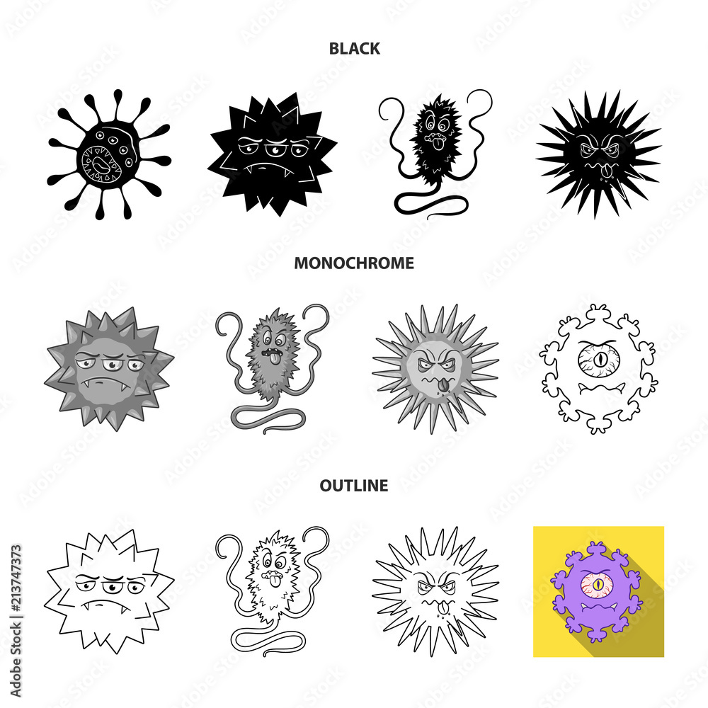 Different types of microbes and viruses. Viruses and bacteria set ...