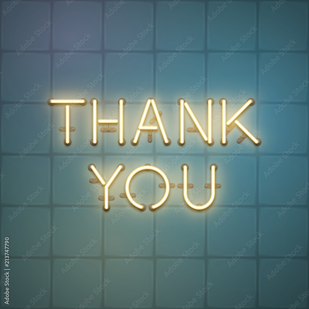 Thank you glowing neon shiny text, vector illustration Stock Vector ...