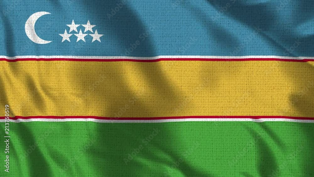 Karakalpakstan Flag - Realistic 4K - 60 fps flag of the Karakalpakstan waving in the wind ...
