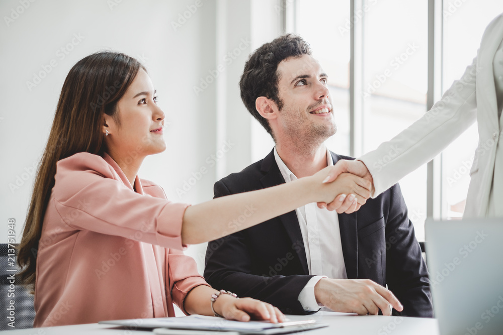 Group of diversity business people making handshake for teamwork and ...