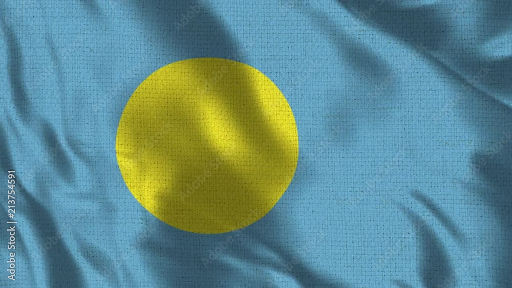 Palau Flag - Realistic 4K - 60 fps flag of the Palau waving in the wind. Seamless loop with ...