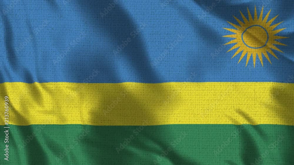 Rwanda Flag - Realistic 4K - 60 fps flag of the Rwanda waving in the wind. Seamless loop with ...