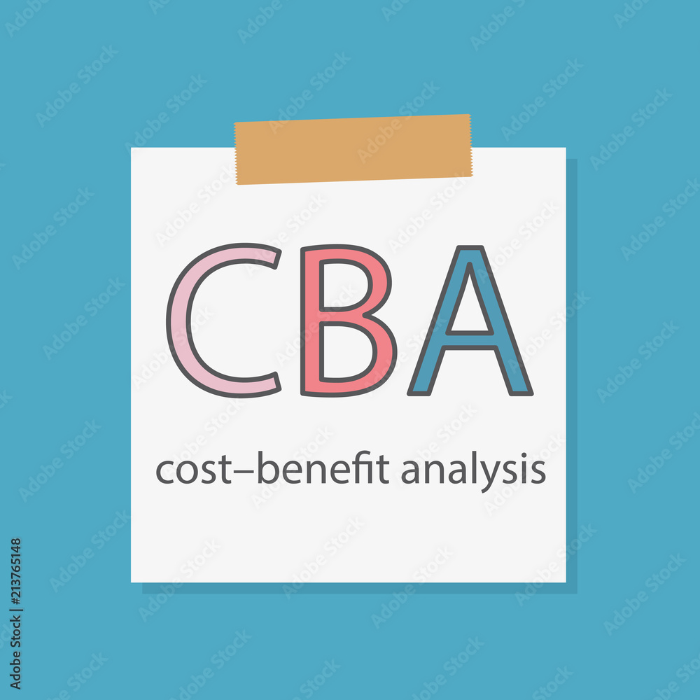 CBA (Cost–benefit Analysis) written in a notebook paper- vector ...