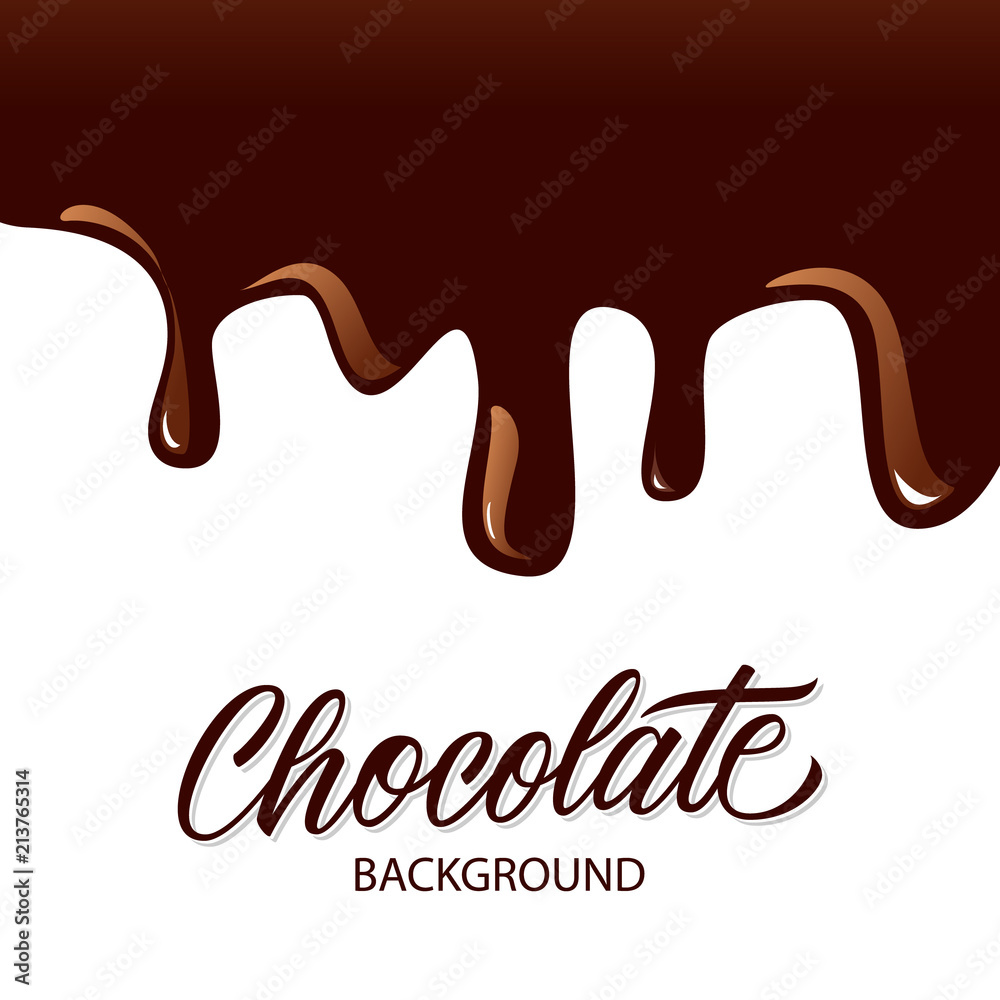 Chocolate hand drawn lettering text design with liquid chocolate ...