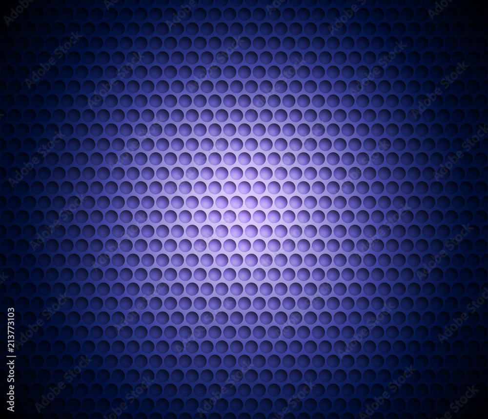 Blue abstract background with metal background. Grid of round cells ...