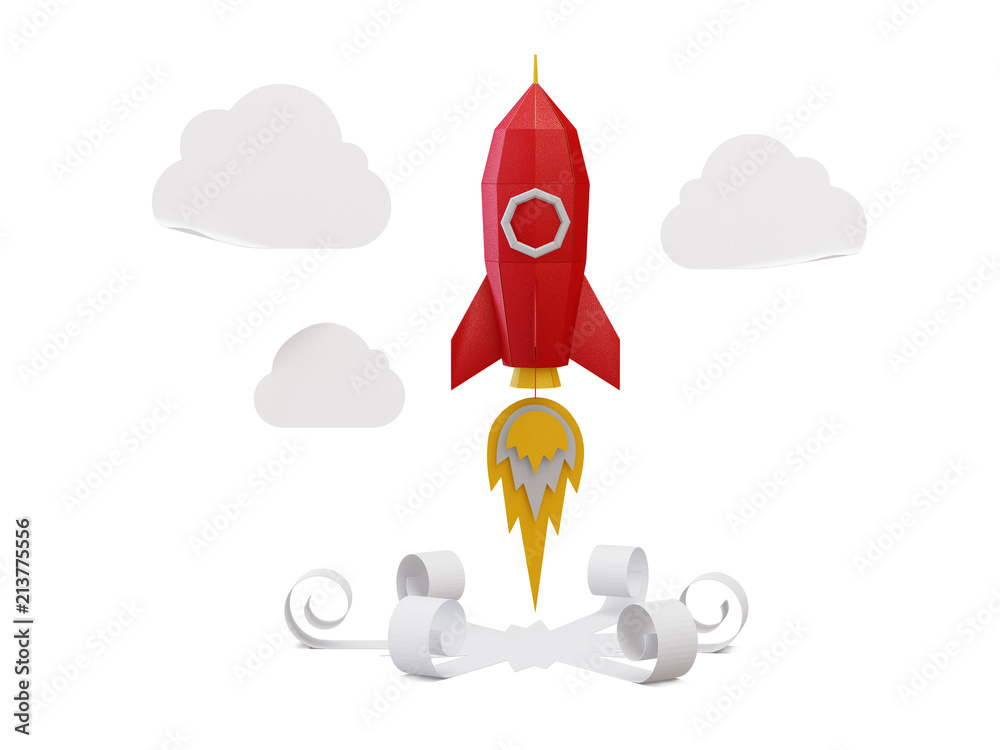 Paper craft rocket Stock Illustration | Adobe Stock