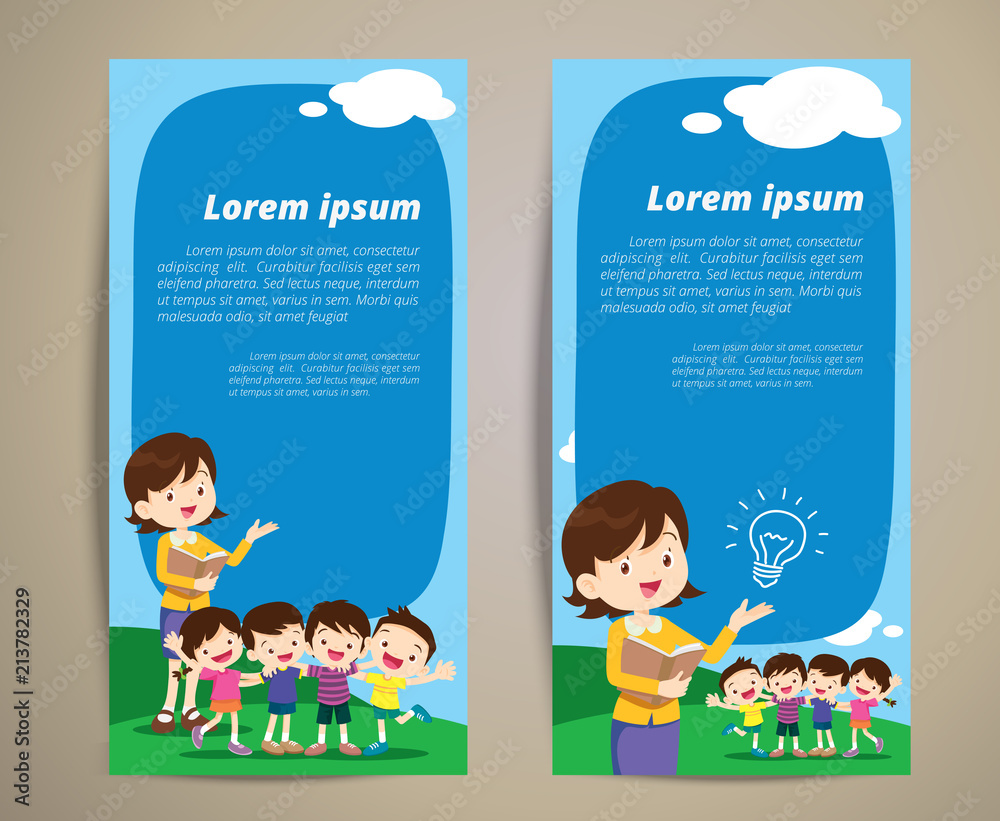 education teacher children banner Stock Vector | Adobe Stock