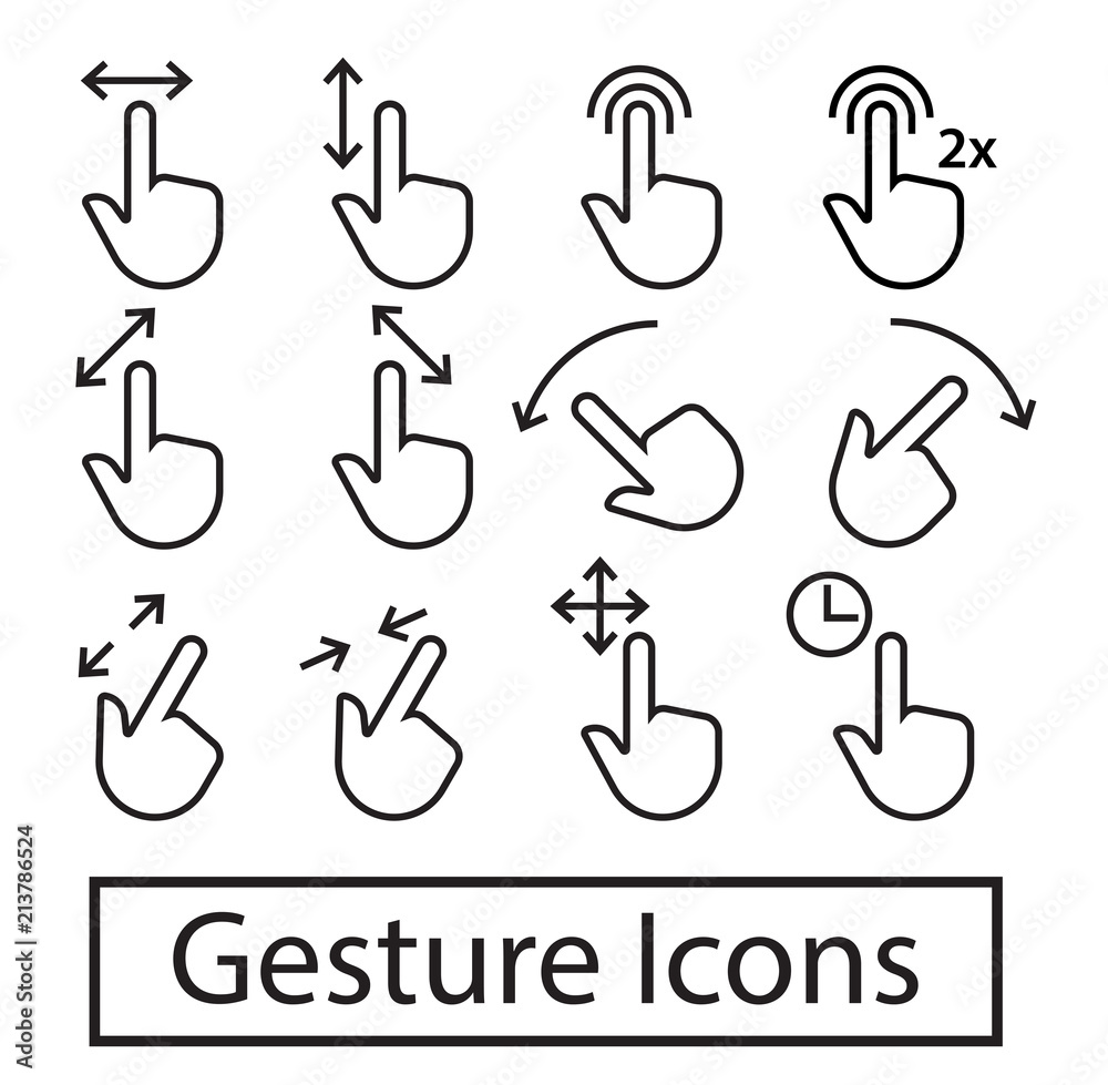 gesture icons line Stock Vector | Adobe Stock
