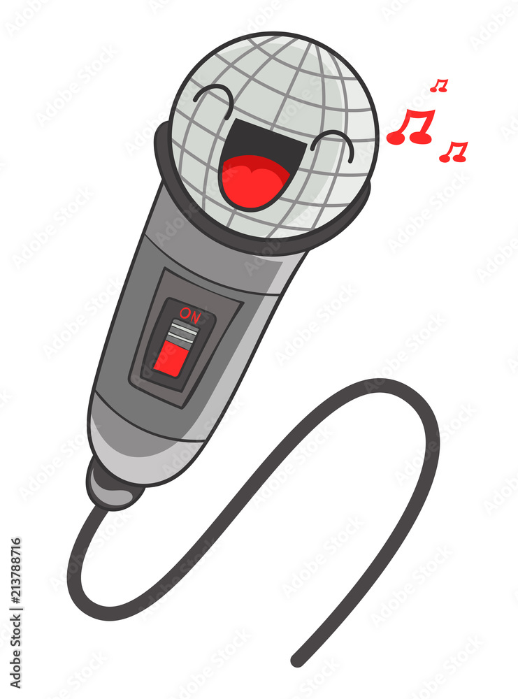 cartoon microphone, vector illustration Stock Vector | Adobe Stock