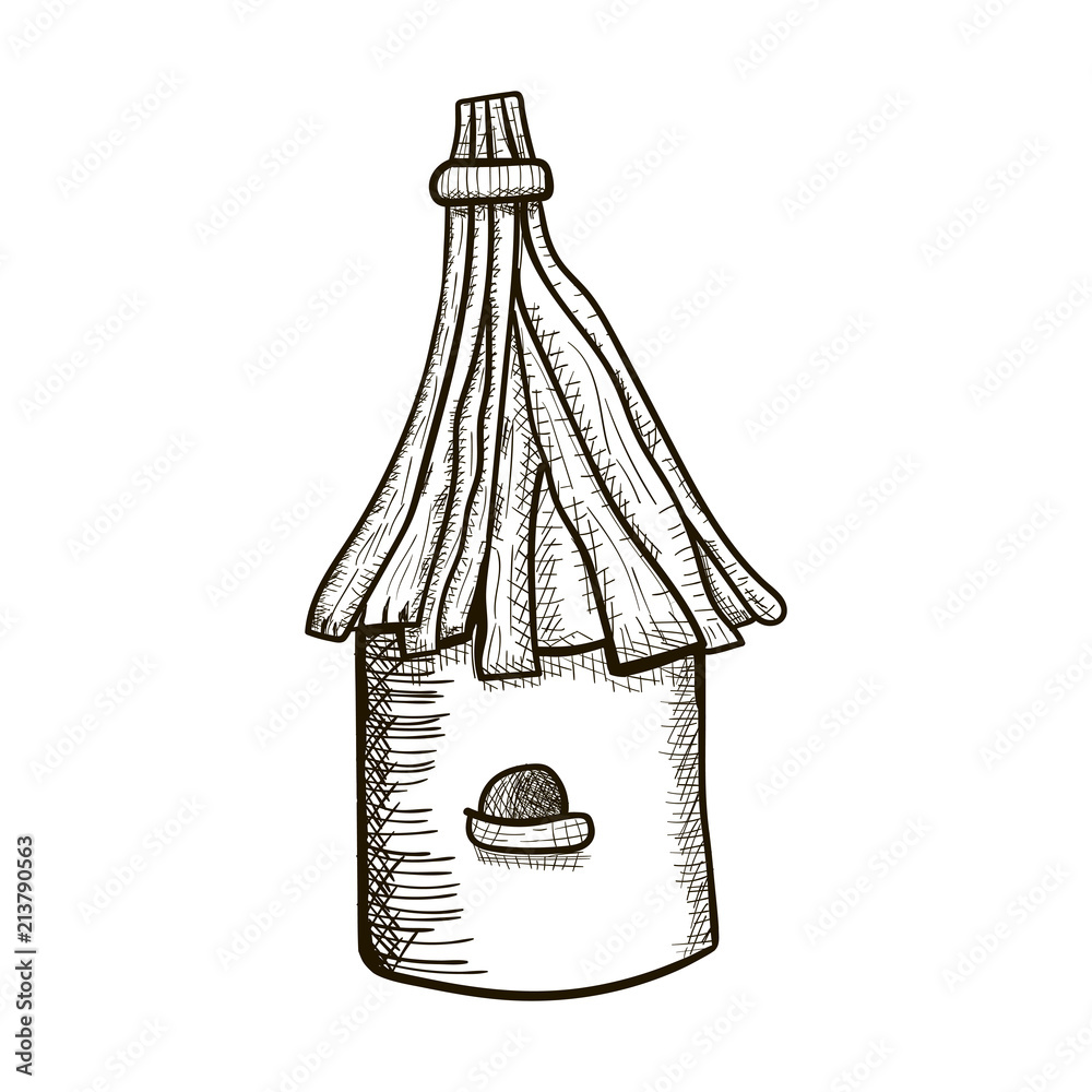 sketch bee hive,house for honey bee,vector image,outline style,black ...
