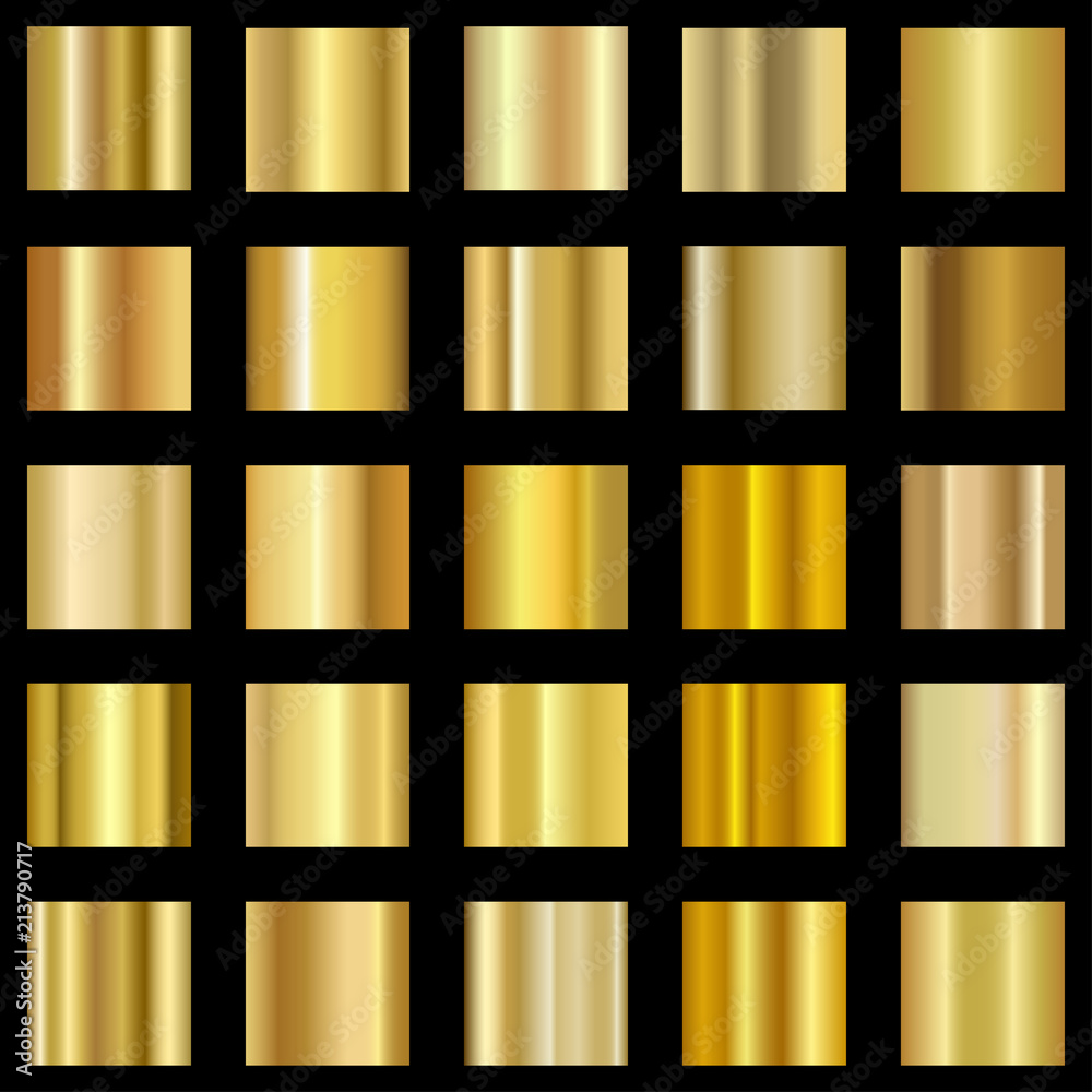 Set of golden gradient. Gold gradient collection. Vector. Stock Vector ...