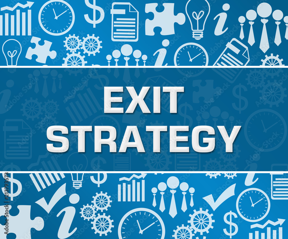 Exit Strategy Business Symbols Texture Blue Background Square Stock ...