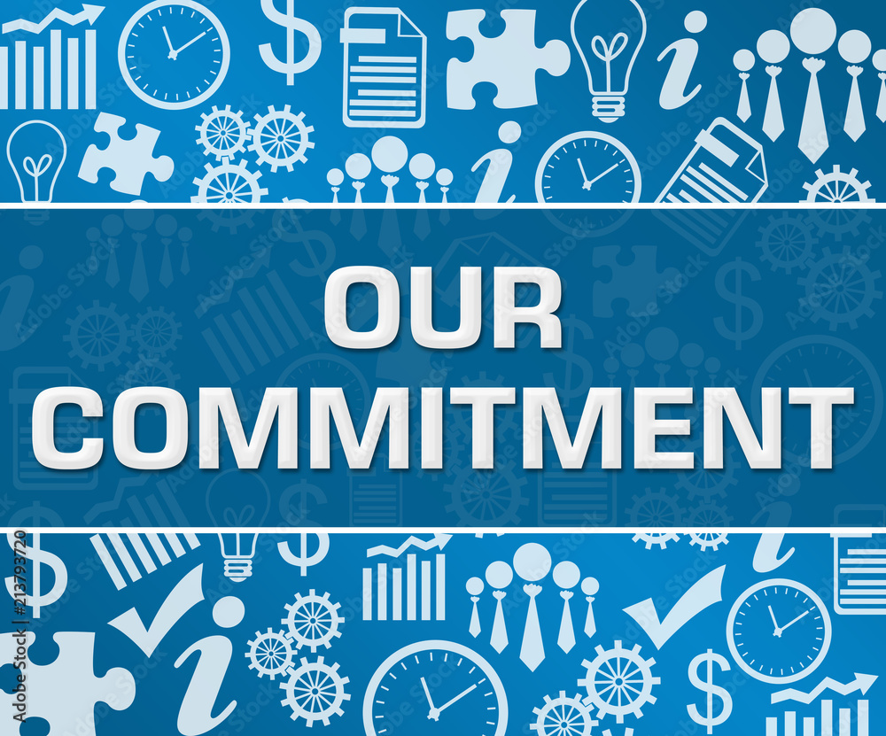 Our Commitment Business Symbols Texture Blue Background Square Stock ...