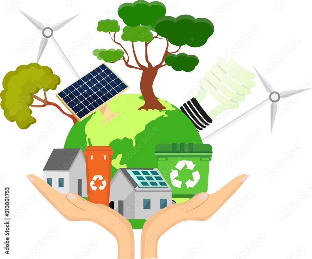 Ecology and environment care theme concept vector illustration, eco ...