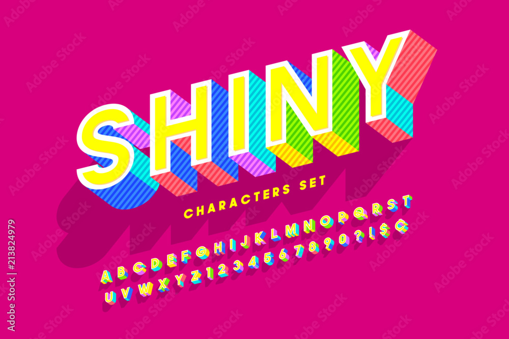 Extra bright 3d display font design, alphabet, letters Stock Vector ...
