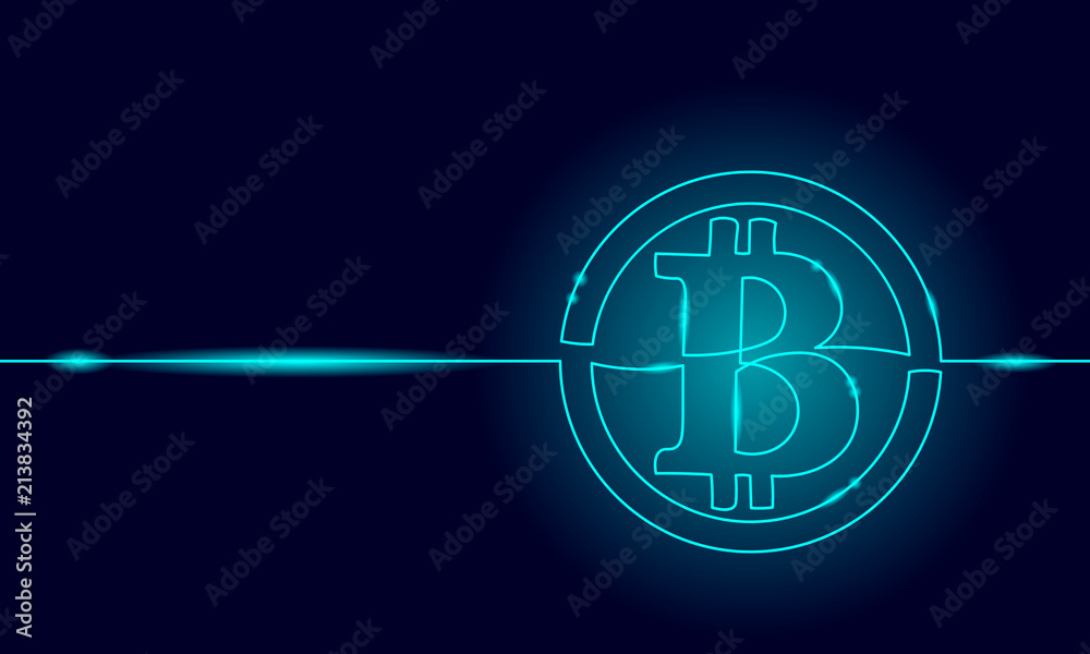 Single continuous line art bitcoin cryptocurrency silhouette ...
