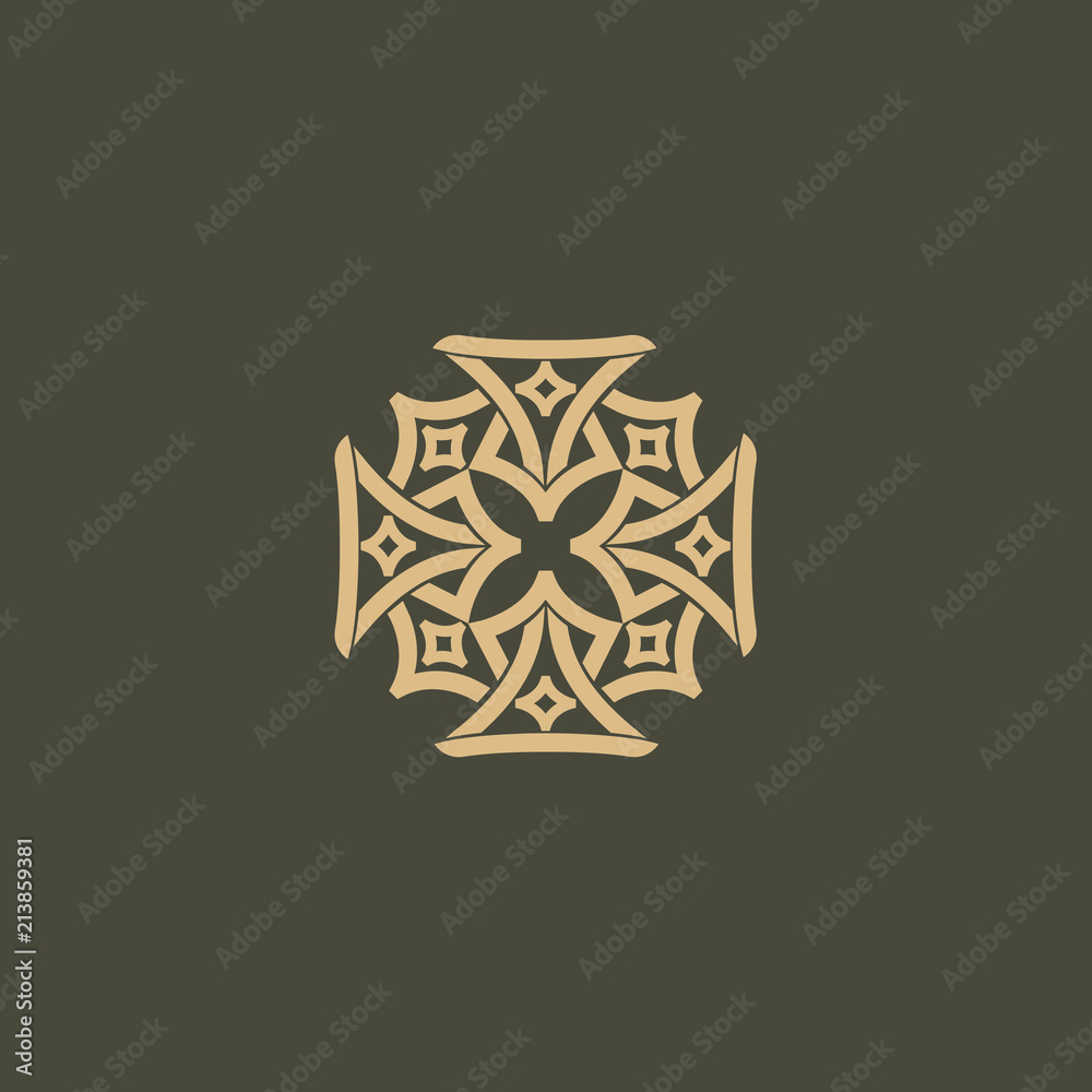 Vector floral luxury curve logo design. Square ornate frame. Vintage ...