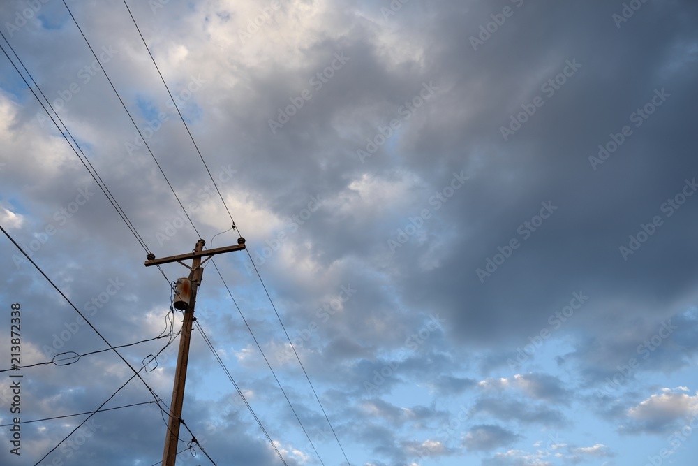 Electrical grid distribution infrastructure, utility pole and overhead ...