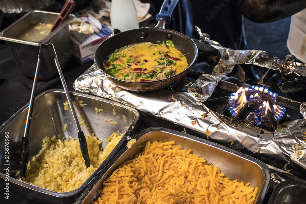 Omelet Station with Different Toppings at a Buffet in a Restaurant ...