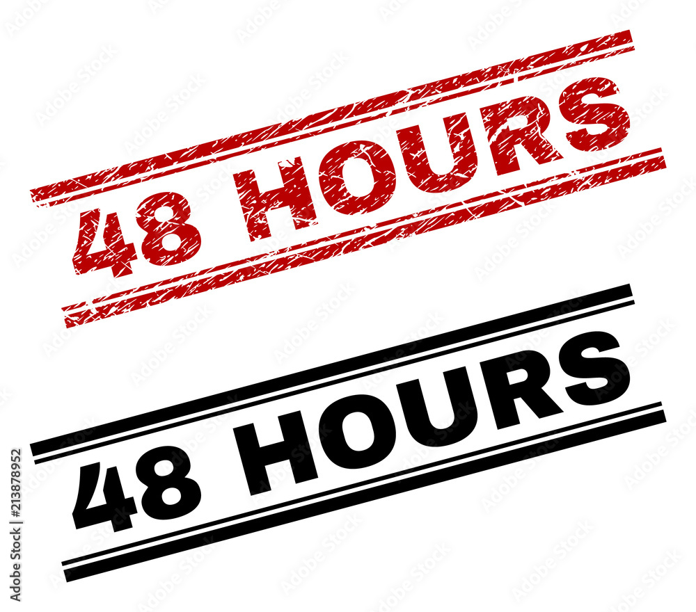 48 HOURS stamp seal print with red corroded and clean black version ...