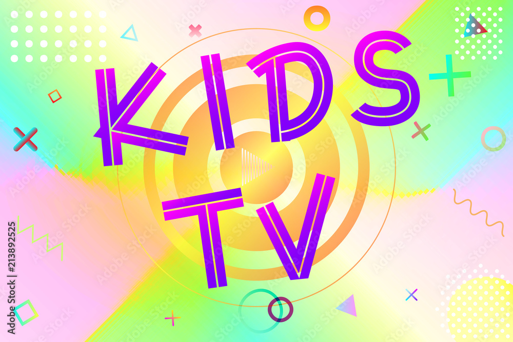 kids tv text, colorful lettering in modern gradient on bright geometric ...