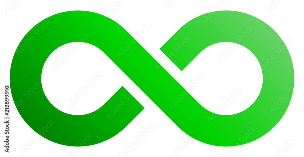 infinity symbol green - gradient with discontinuation - isolated ...
