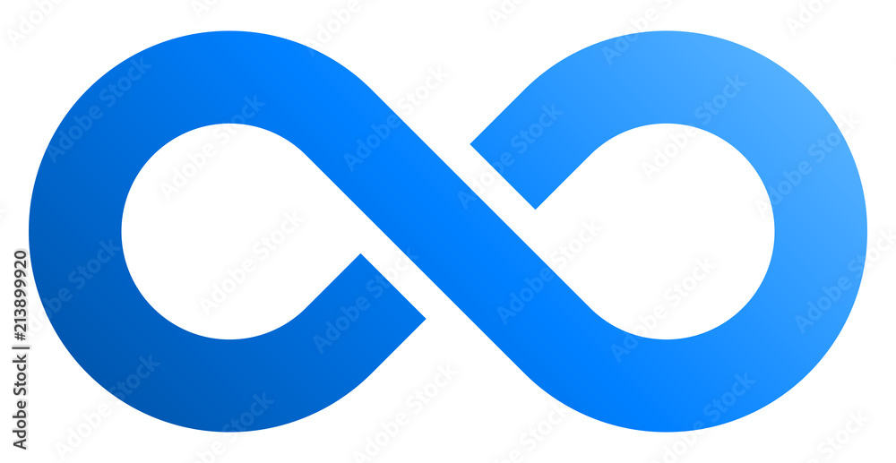 infinity symbol blue - gradient with discontinuation - isolated ...