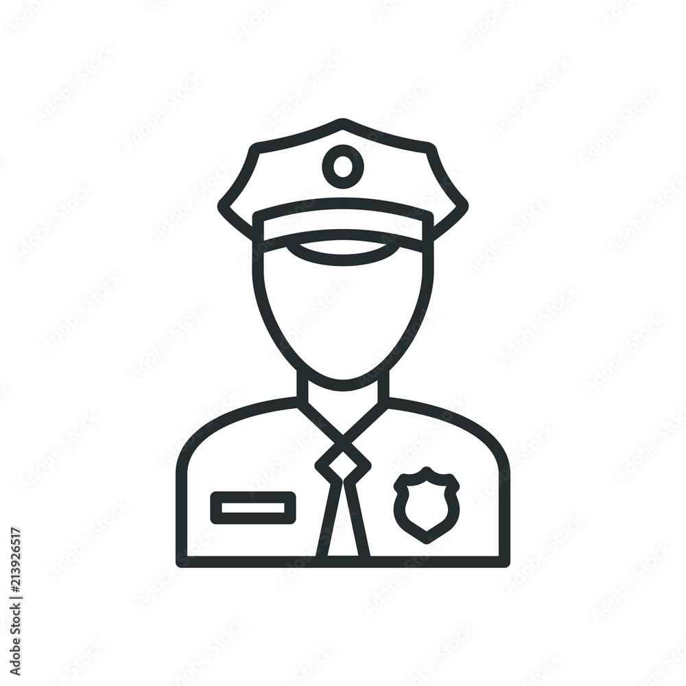 Police Icon Vector Policeman Officer Avatar Illustration Stock Vector