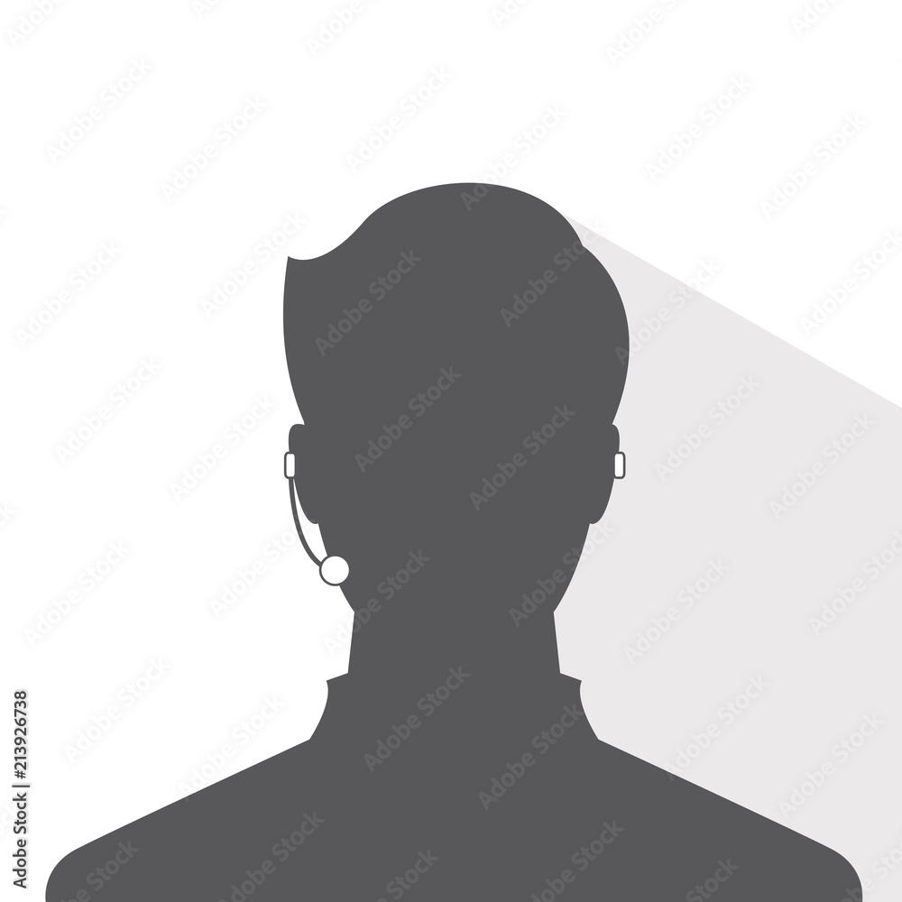 avatar head profile silhouette with shadow call center male picture ...