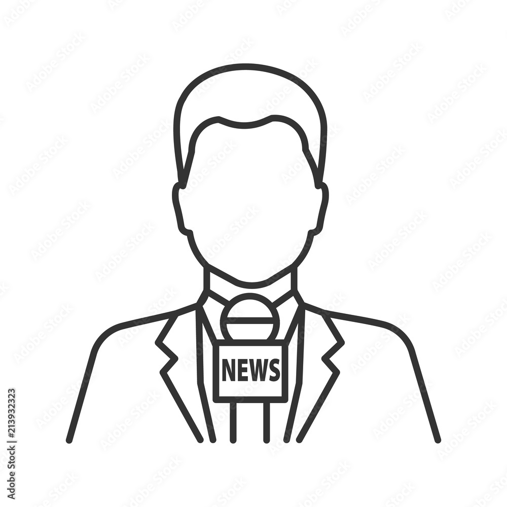 TV presenter linear icon Stock Vector | Adobe Stock