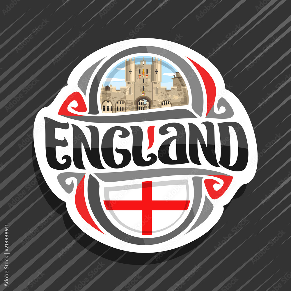 Vector logo for England, fridge magnet with english flag, original ...