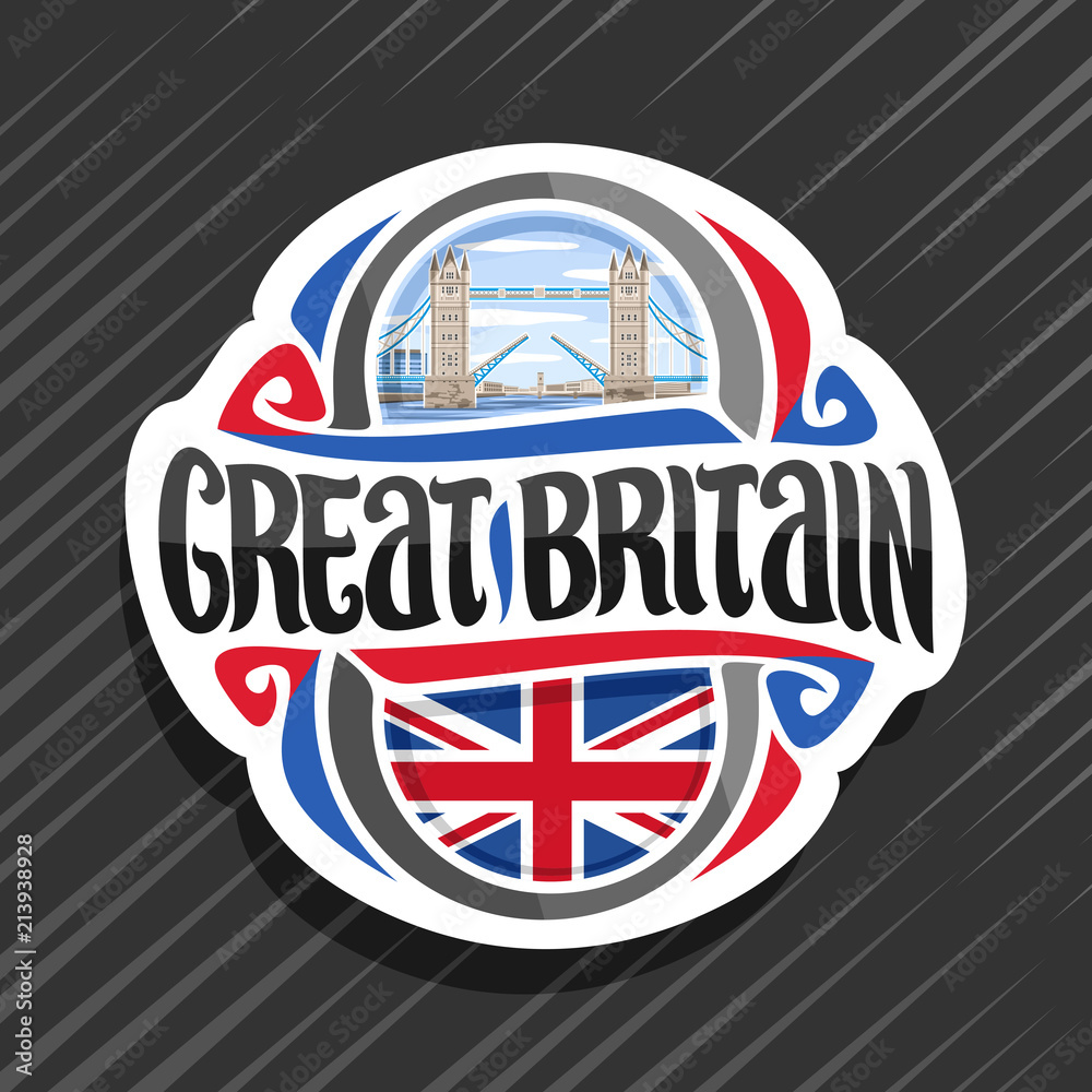 Vector logo for Great Britain country, fridge magnet with United ...