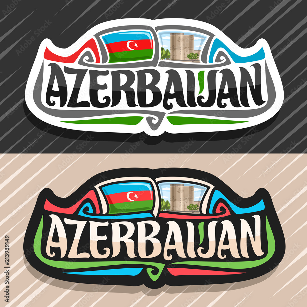 Vector logo for Azerbaijan country, fridge magnet with azerbaijanian ...
