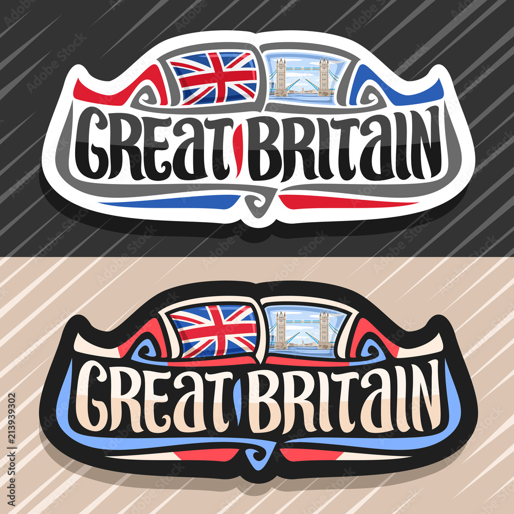 Vector logo for Great Britain country, fridge magnet with United ...