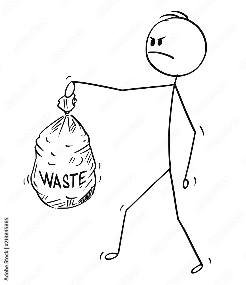 Cartoon stick drawing conceptual illustration of angry man carrying ...