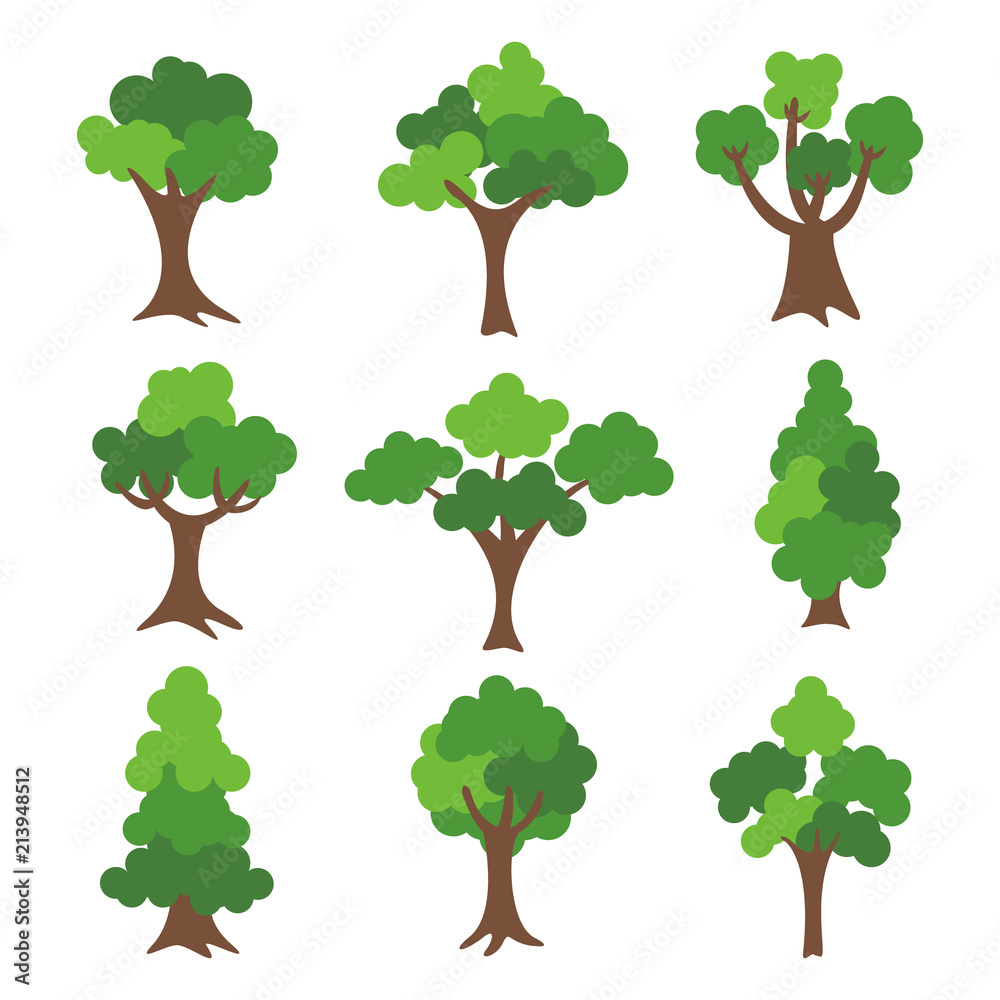 tree collection isolated on white background. vector tree set design ...