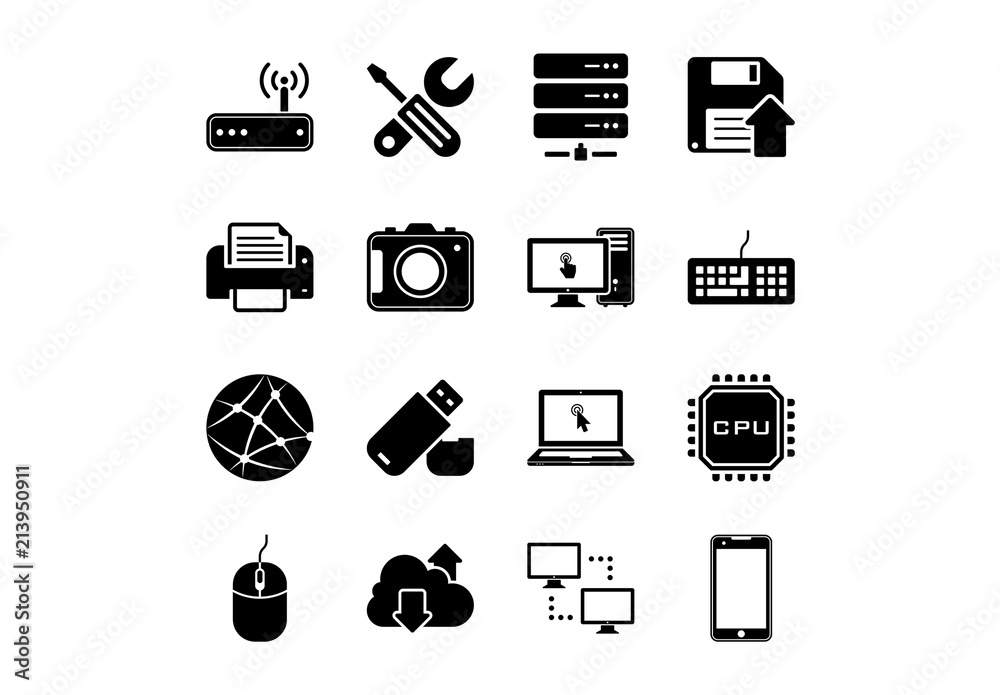 Technology and Hardware Icons Stock Template | Adobe Stock