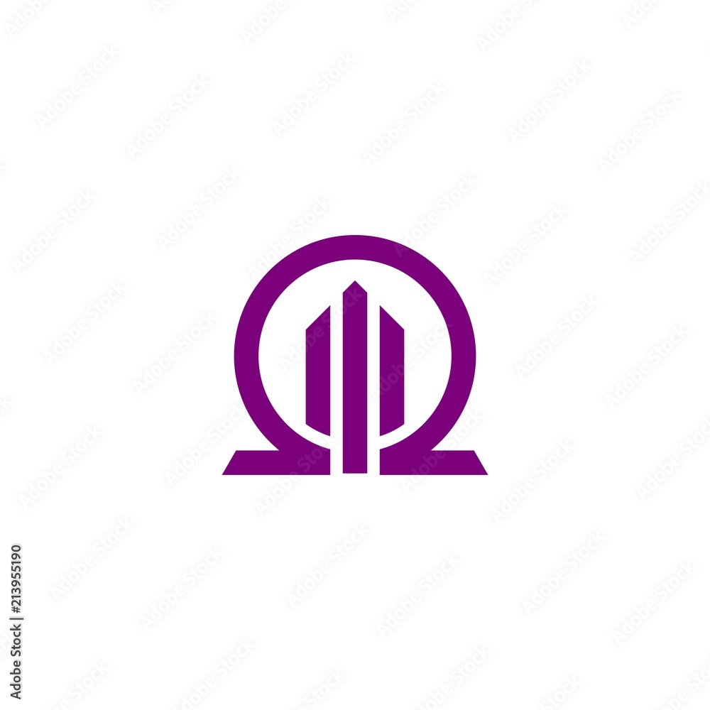 Purple omega symbol, for a building business with the initials omega ...