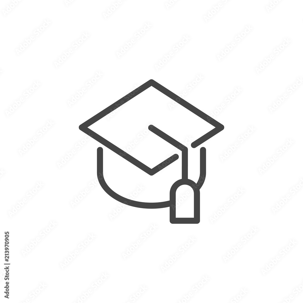 Graduation cap thin line icon. Students hat outline pictograph. Symbol ...