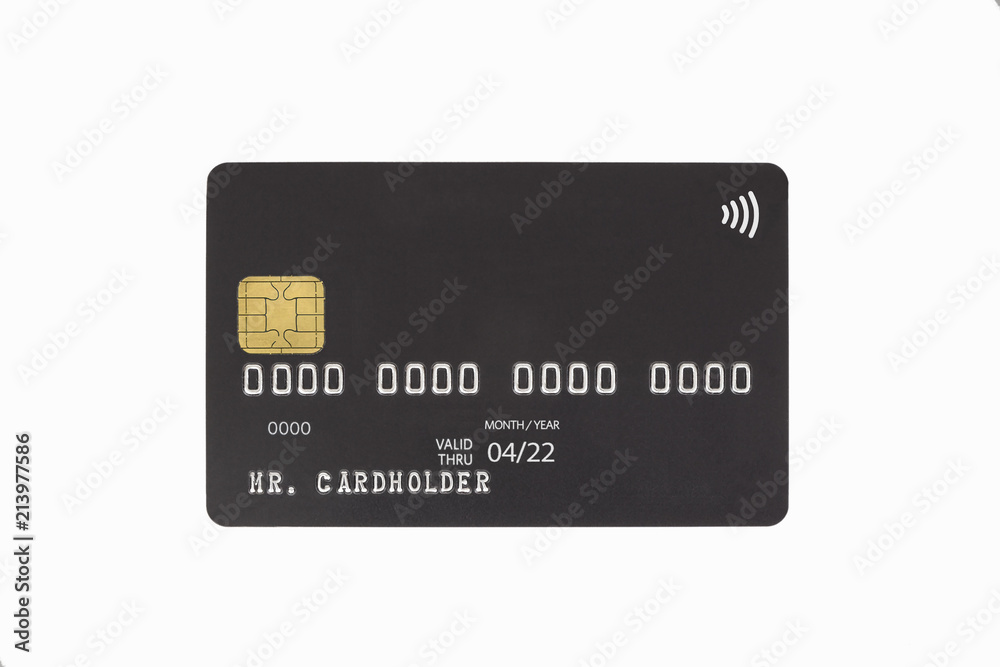 Black bank credit card isolated on white background Stock Photo | Adobe ...