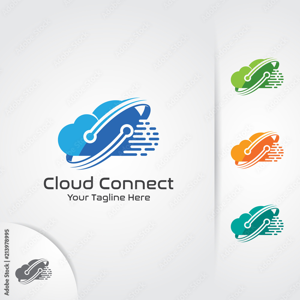 Cloud connect logo. Arrow and digital symbol design vector. Stock ...