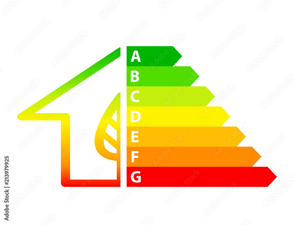 energy efficiency arrows and house icon ecology concept, stock vector ...