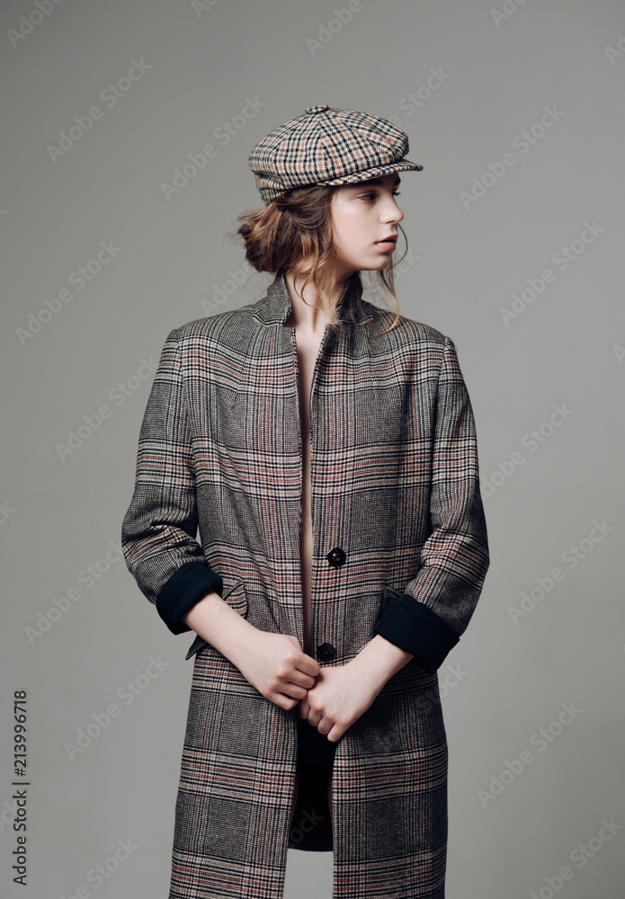 english style. english style of fashion model in beret. english style ...