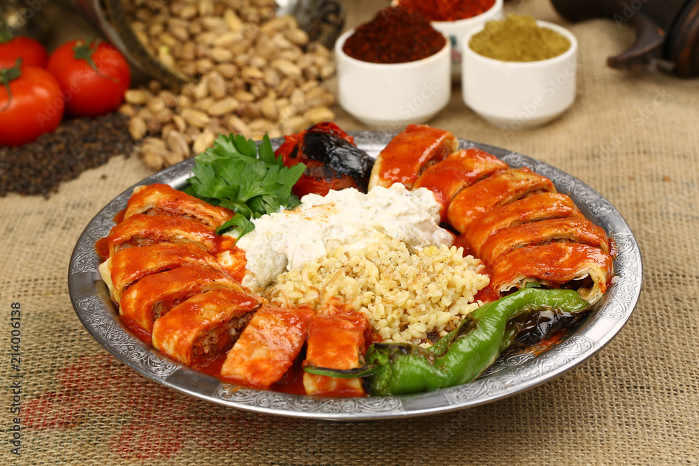 Turkish Food Beyti Kebap Stock Photo | Adobe Stock