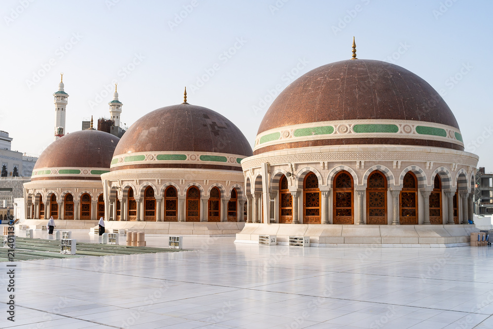 MECCA, SAUDI ARABIA - MAY 07 2018: Three 3 domes on the roof top of the ...