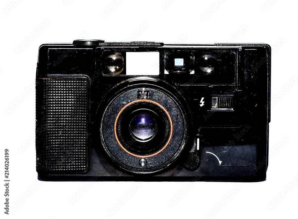 Vintage camera, old film camera isolate on white with clipping path for ...