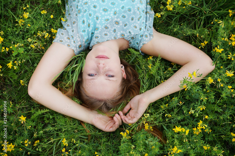 Girl Laying In Field