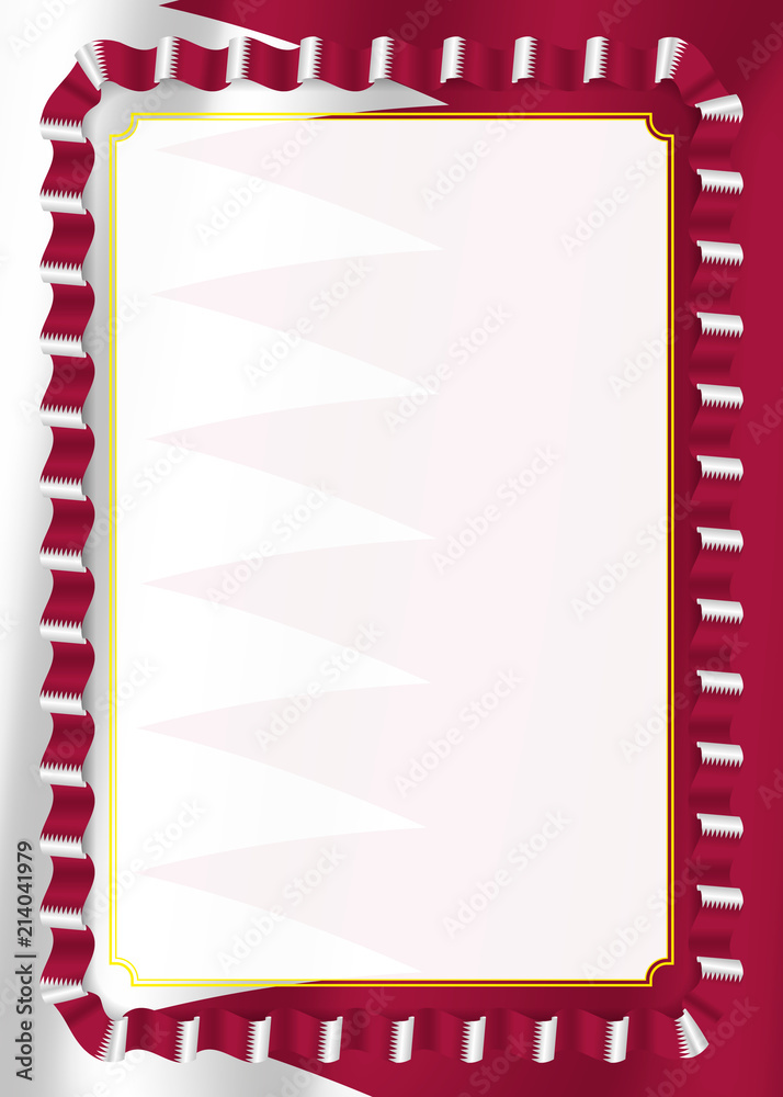 Frame and border of ribbon with Qatar flag, template elements for your ...
